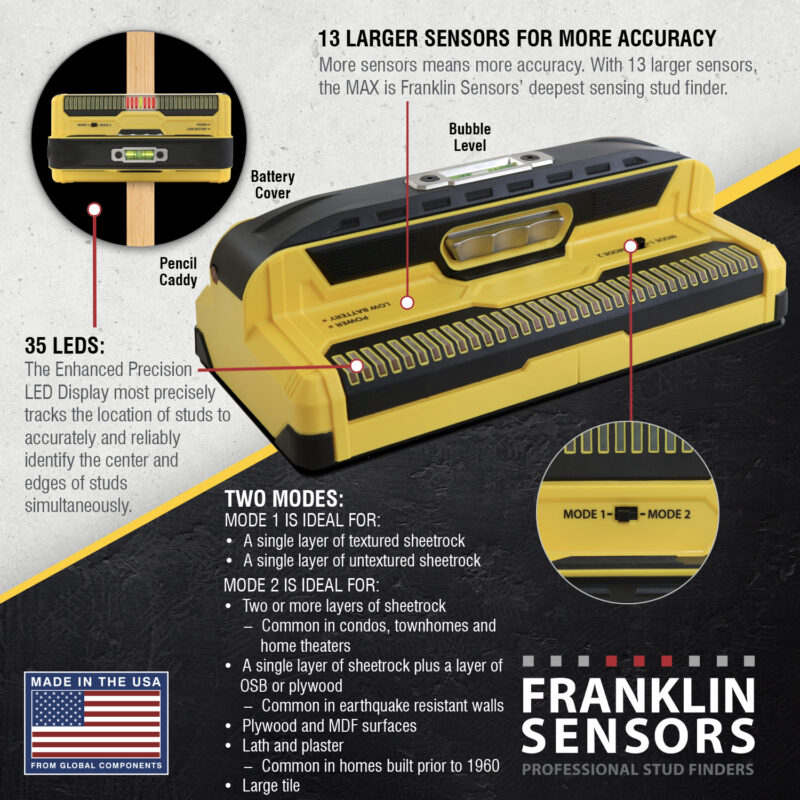 Deepest Scanning Stud Finder - ProSensor MAX - Franklin Sensors